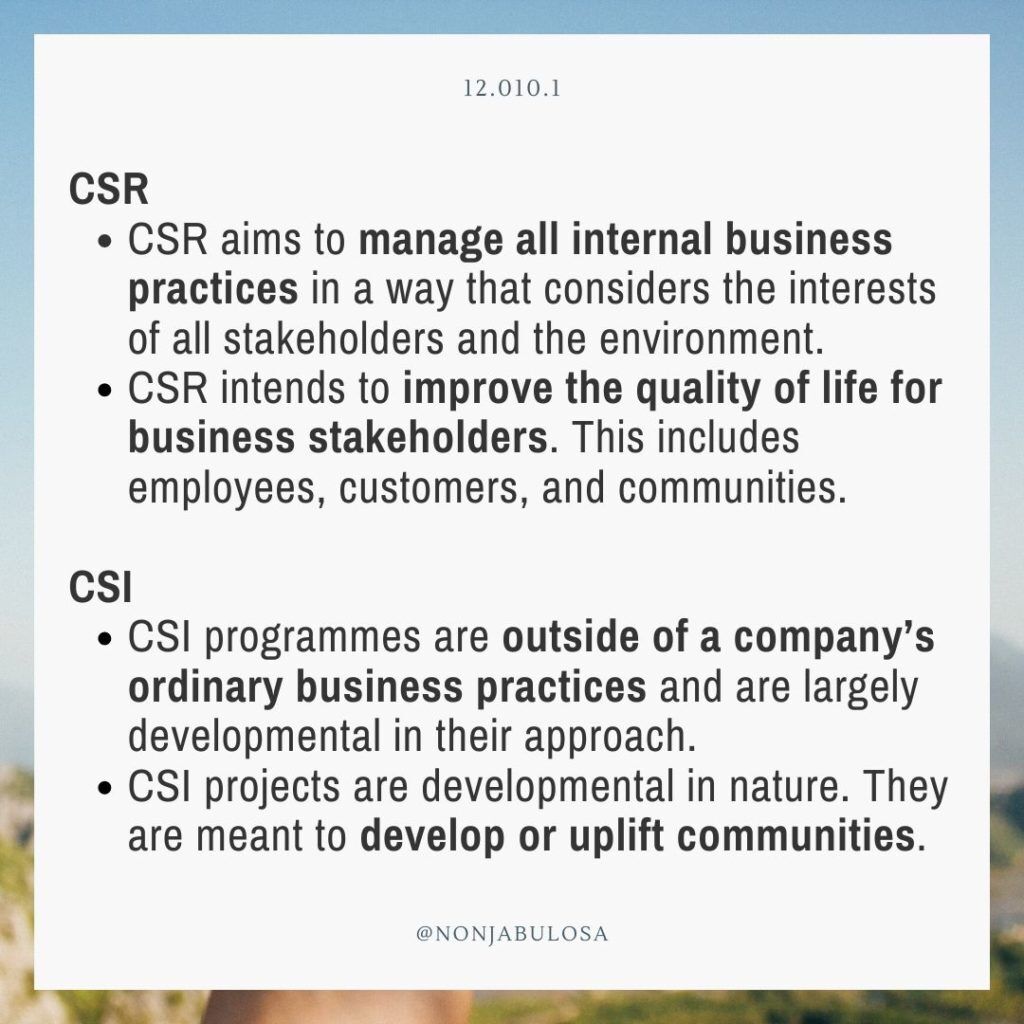Describe the Differences Between CSR and CSI