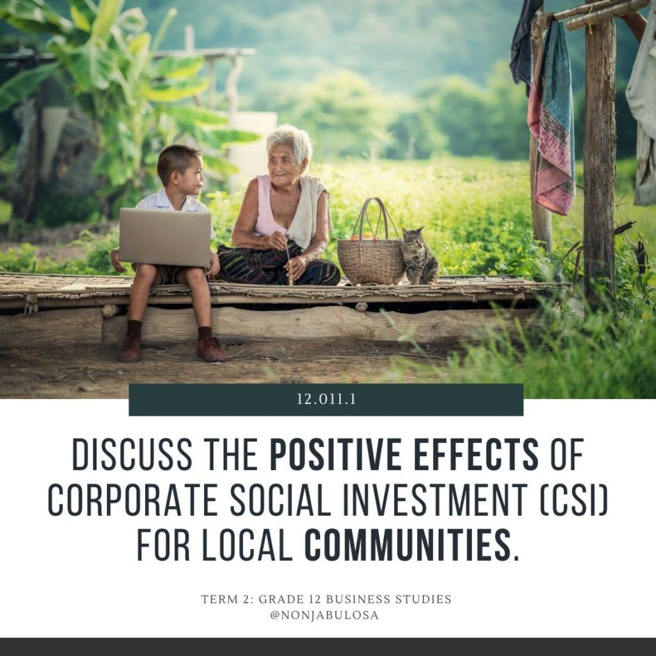 Discover the Benefits of CSI to the Community - Grade 12