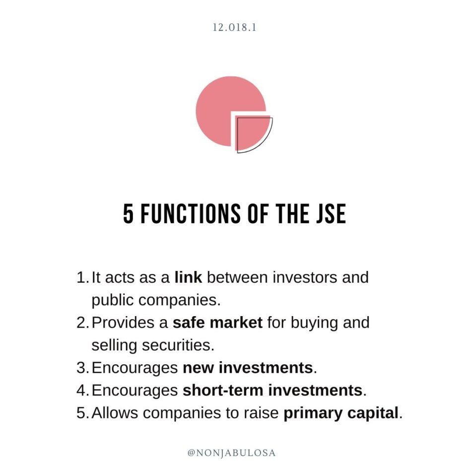 Functions of the JSE: Johannesburg Stock/Securities Exchange
