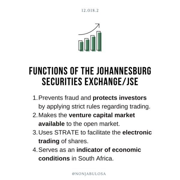 Functions of the JSE: Johannesburg Stock/Securities Exchange